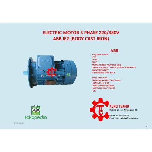 Jual Abb 0.75Hp 0.55Kw 3Phase 2Pole Elektro Motor/Motor Induksi B5 Ie2 ...