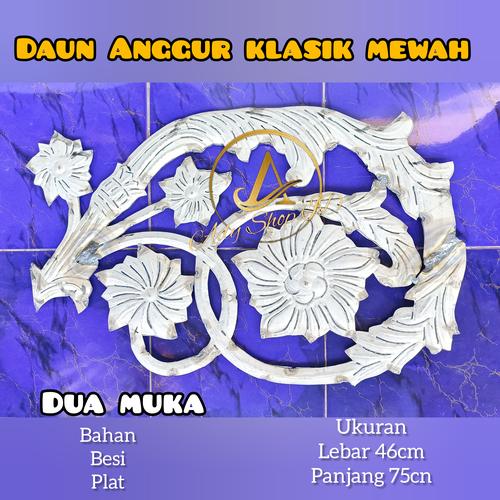 Jual ukuran 46x75cm ornamen daun anggur klasik dua muka bahan besi plat ...