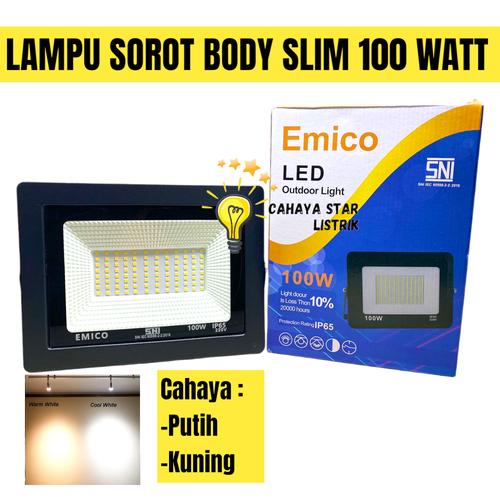 Promo EMICO LAMPU SOROT LED 100 W / FLOODLIGHT OUTDOOR TEMBAK LAPANGAN ...