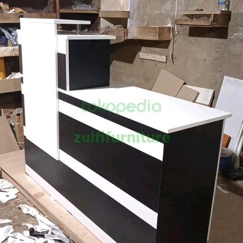 Jual meja kasir minimalis hitam putih / meja receptionist best seller ...