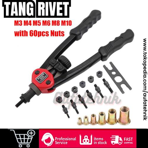 Jual Tang Baut Rivet Hand Rivet Nut Tool with Nuts 605 60PCS Adaptor M3 ...