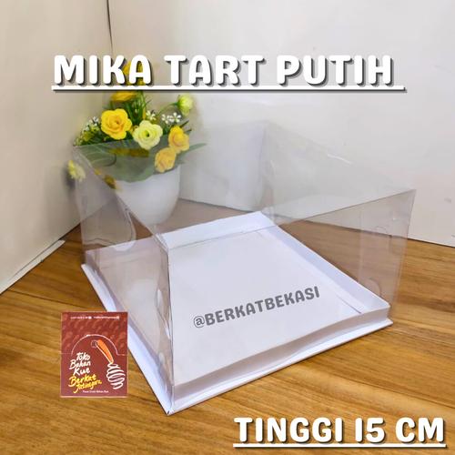 Jual MIKA TART PUTIH KOTAK 15 CM/ MIKA KOTAK WHITE /1 PCS - 25X25X15 CM ...