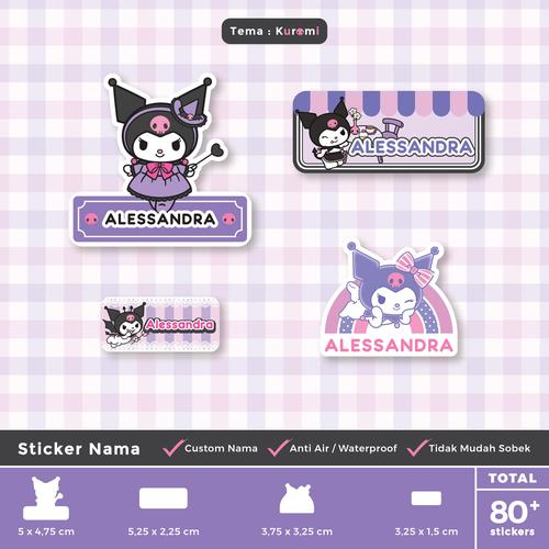 Jual Sticker Nama Waterproof Kuromi Custom Nama Label Kuromi Sticker ...