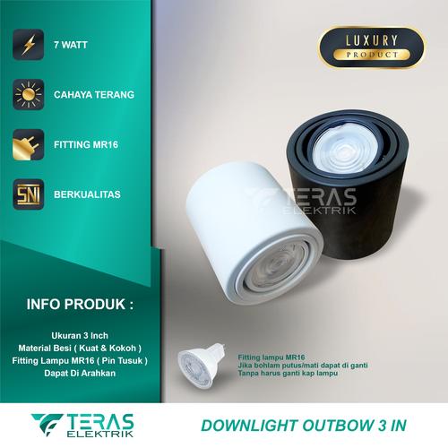 Jual Lampu plafon outbow 3 in downlight spotlight outbow MR16 - Body HItam, Hanya Kap - Kota ...