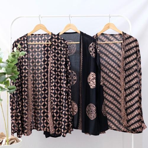 Jual CAPE BLAZER BATIK WANITA CARDIGAN BATIK ATASAN OUTER BATIK LUARAN OTER - Hitam Piringan ...