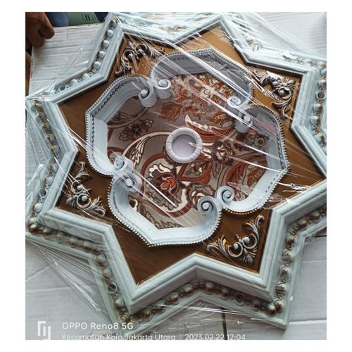 Jual ornamen lampu hias flafon bintang putih coklat batik sultan 3d ...