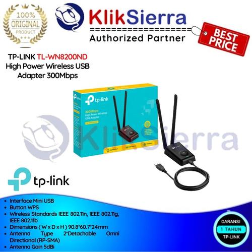 Jual TP-LINK TL-WN8200ND High Power Wireless USB Adapter TPLINK 300Mbps ...