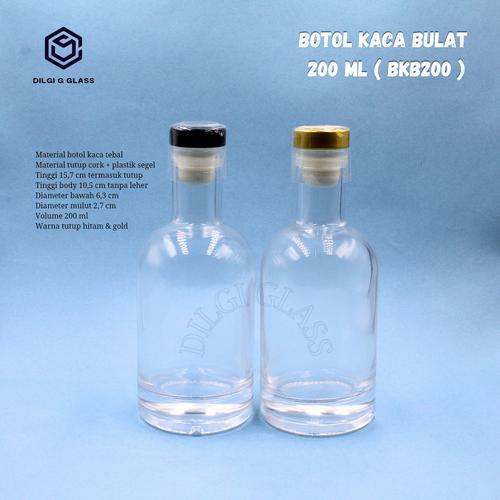 Jual BKB200 botol kaca 200ml liquor bottle - tutup cork - Hitam - Kota ...