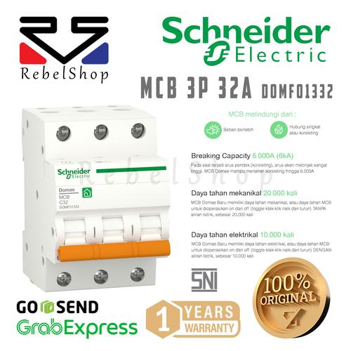 Jual Schneider MCB New Domae 3P 32A 6kA SNI - 3 Phase 32 Ampere DOMF01332 - Jakarta Barat ...