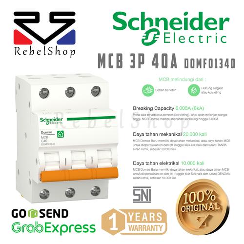 Jual Schneider MCB New Domae 3P 40A 6kA SNI - 3 Phase 40 Ampere DOMF01340 - Jakarta Barat ...