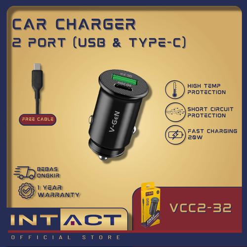 Jual Car Charger V-GeN VCC2-32 Dual Fast Charging QC 3.0 PD 20W USB ...