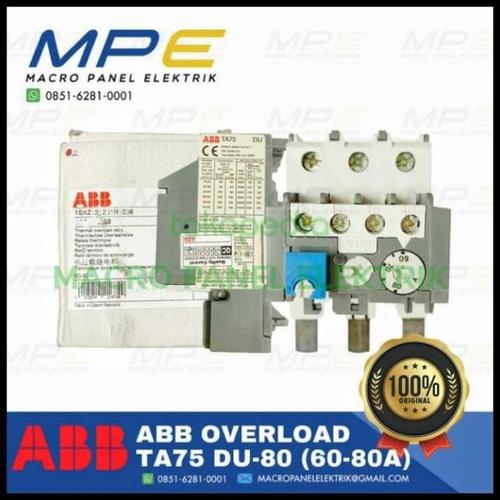 Jual Thermal Overload Relay Abb Ta 75 Du 80 60-80A Overload Abb Ta75 Du ...