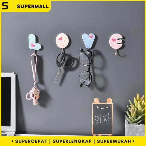 Promo Simple Hook Tempel Dinding - Hook Kait / Hook Gantungan Baju Handuk - Love - 4 Hook ...