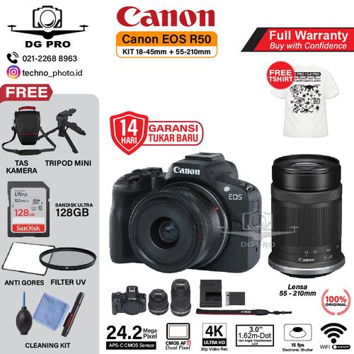 Jual Canon EOS R50 kit 18-45mm + 55-210mm Mirrorless Camera EOS R 50 ...