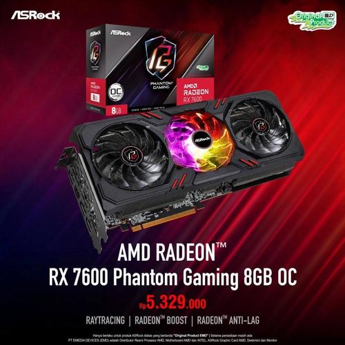 Jual ASROCK Radeon RX 7600 PHANTOM GAMING 8GB OC GDDR6 - Kota Bandung ...