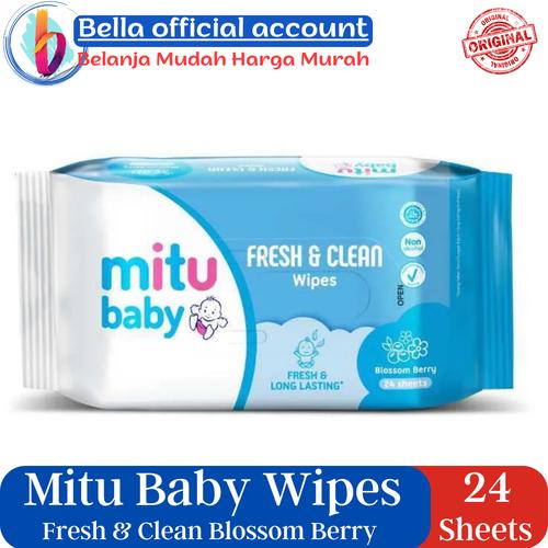 Jual Mitu Baby Fresh & Clean Wipes Blossom Berry Tisu Basah Bayi 24 ...