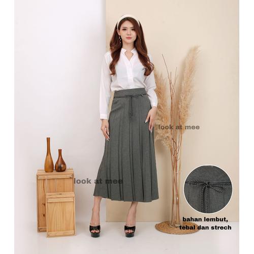 Promo Rok Panjang Prisket Rempel Formal Kerja Kantor Hitam Bahan ...