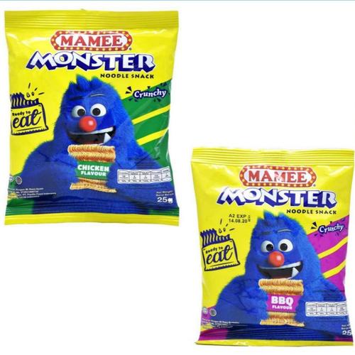 Jual Mamee Monster Noodle Snack / BBQ Flavour 25gr / Chicken Flavour ...