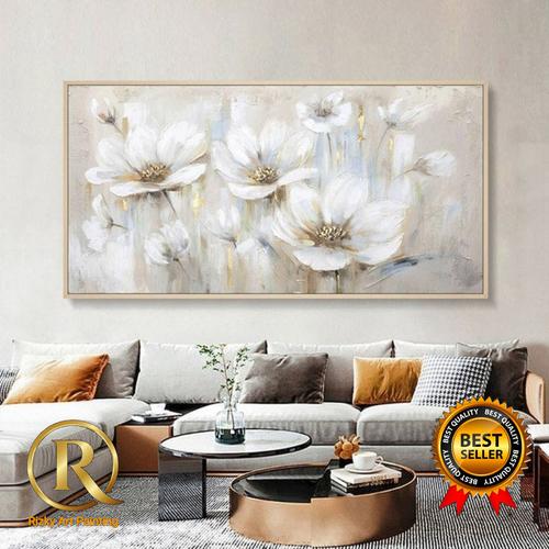 Jual Lukisan Bunga putih tekstur cantik + Frame - motif 2, 60x120 - Kab ...