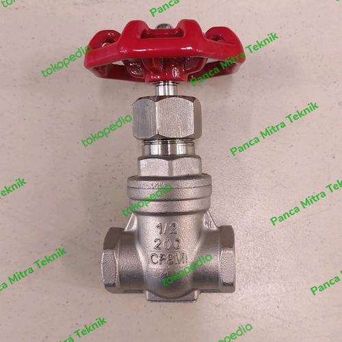 Jual Gate Valve Stainless Steel 316 Drat 1/2" inch / CF8M 200 PSI ...