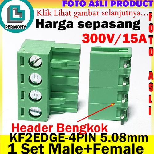 Jual Terminal blok 4pin 5.08mm elbow kf2edg-4p pcb connector 1 Set 4 ...