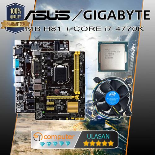 Jual Paket Intel Core i7 4770 + Mainboard H81 Asus H81 Gigabyte Lga 1150 - TANPA RAM - Kota ...