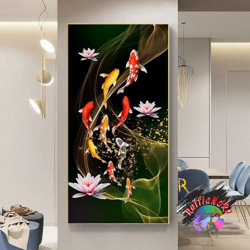 Jual Lukisan Tangan Modern Minimalist Ikan Koi Feng Shui - 60x120 ...