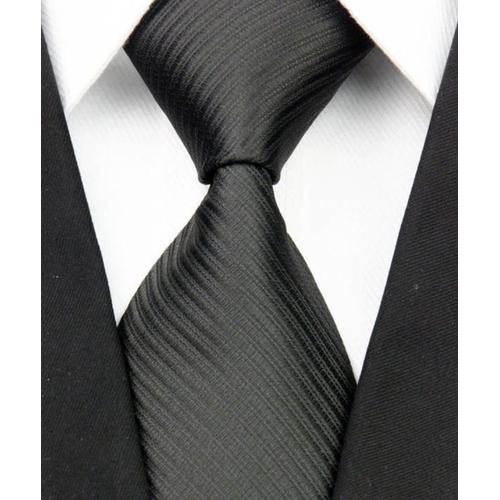 Jual Dasi Pria Kerja Kantor Warna Hitam Motif Salur Bahan Satin Tyron ...