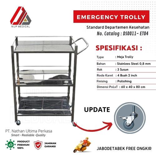 Jual Trolly instrument Rumah Sakit Trolley Emergency NUP Model : 3 ...