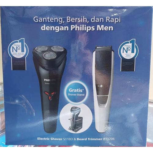 Jual cukuran Philips Set Shaver S 1103 + BT 3206 Free Shaver Stand ...