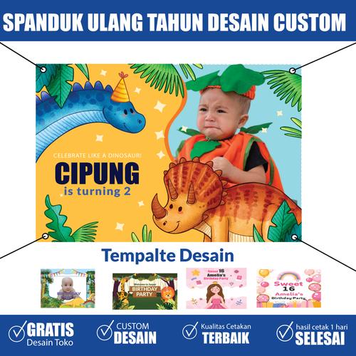 Jual spanduk ulang tahun anak FREE DESAIN CUSTOM 1 HARI SELESAI - 1x1,5 ...