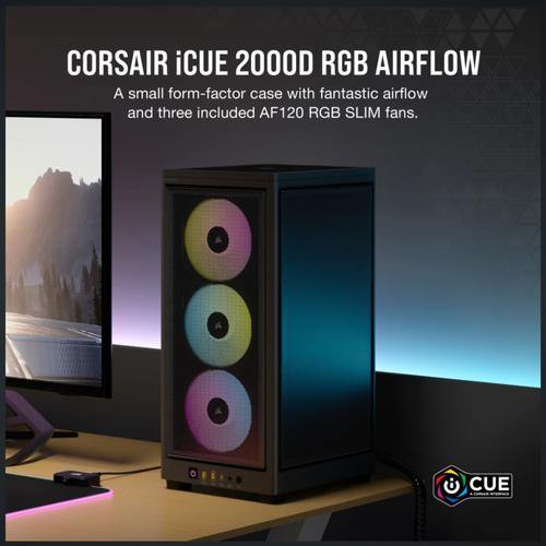 Promo Corsair 2000D Airflow Mini ITX PC Case Casing PC - Non RGB Black ...