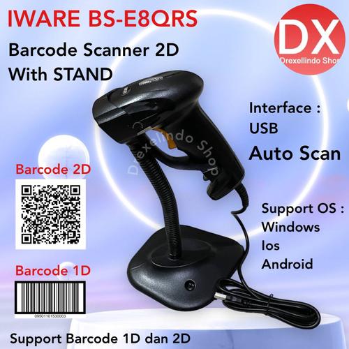 Jual Barcode Scanner 2D IWARE BS-E8QRS USB WITH STAND AUTO SCAN - Kota ...