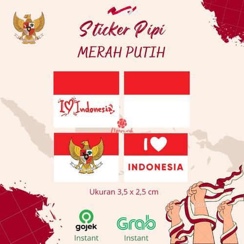 Jual Sticker Merah Putih Isi 5 pcs Stiker Pipi Merah Putih Stiker ...