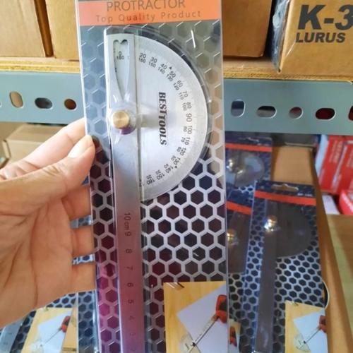 Jual Penggaris Busur Derajat Combi Stainless Protractor BESTTOOLS ...