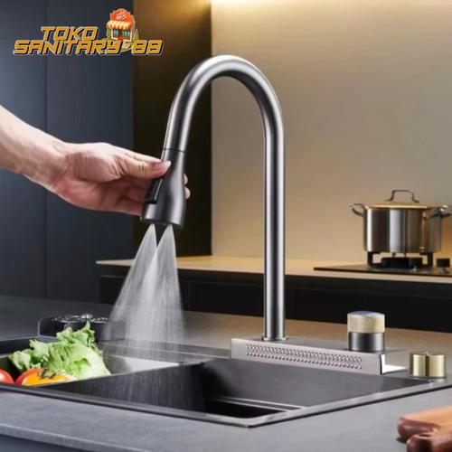 Jual kran sink tarik grey mixer / keran cuci piring tarik / kran sink ...