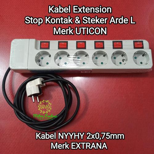 Jual Stop Kontak UTICON 6 Lubang Saklar Stopkontak Kabel Terminal Colokan - 6 Meter - Kota ...