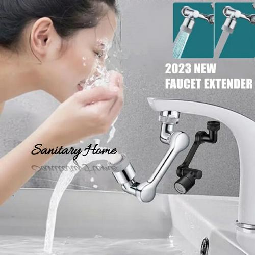Jual sambungan kran Faucet extender Putar 720º 1080º chrome hitam ...