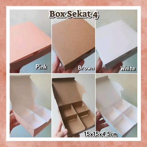 Jual Cake Box Sekat 4 Dus Sekat Eggtart Pie 15x15x4.5cm Packaging Kotak ...