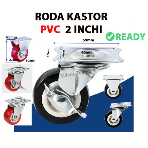 Jual Roda PVC 2 inch Rem Nylon /Troli/ Gepeng/ Caster/ Furniture nilon ...