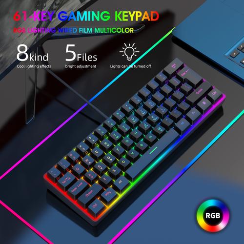 Jual Keyboard Gaming RGB Backlit Mechanical Feel 61 Key Wired K401 ...