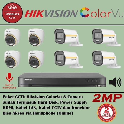Jual PAKET CCTV 8CHANEL HIKVISION COLORVU 2MP GARANSI RESMI - +Hardisk ...