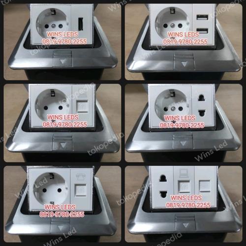 Jual STOP KONTAK LANTAI FLOOR SOCKET STOPKONTAK TANAM STOP 3PIN + 2PIN ...