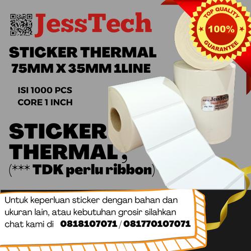 Jual STICKER BARCODE THERMAL 75MM X 35MM STIKER LABEL 7,5 X 3,5 CM ...