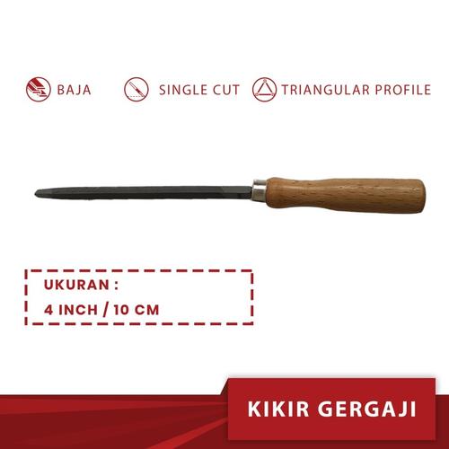 Jual Kikir Segitiga Gagang Kayu 4 Inch Alat Asah Gergaji 10 CM Tajam ...