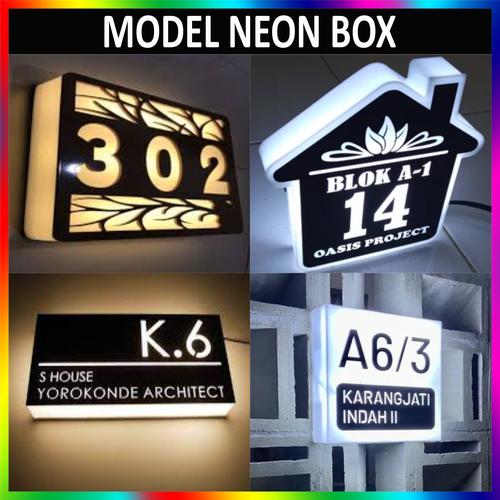 Jual Nomor Rumah Model Modern Eksklusif Persegi Panjang - Nyala Neon ...