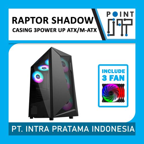 Jual Casing PC Gaming Power Up Raptor Shadow with 3 Fan RGB ATX Gaming ...