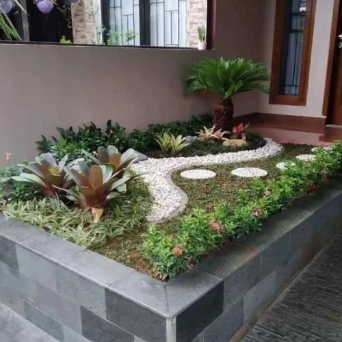 Jual harga borongan taman minimalis penanaman rumput dan taman kering ...