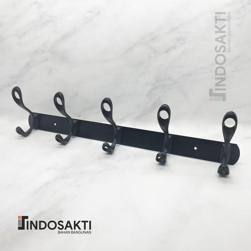 Jual Gantungan Dinding Kapstok Baju Hitam Doff 45 CM Stainless 5 Hook ...