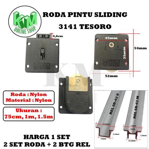 Jual Roda Pintu Lemari Geser SD 3141 + Rel Tanam Pintu lemari - Silver ...